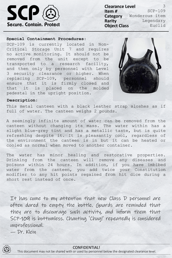 SCP Items #005-#117 – The Foundry