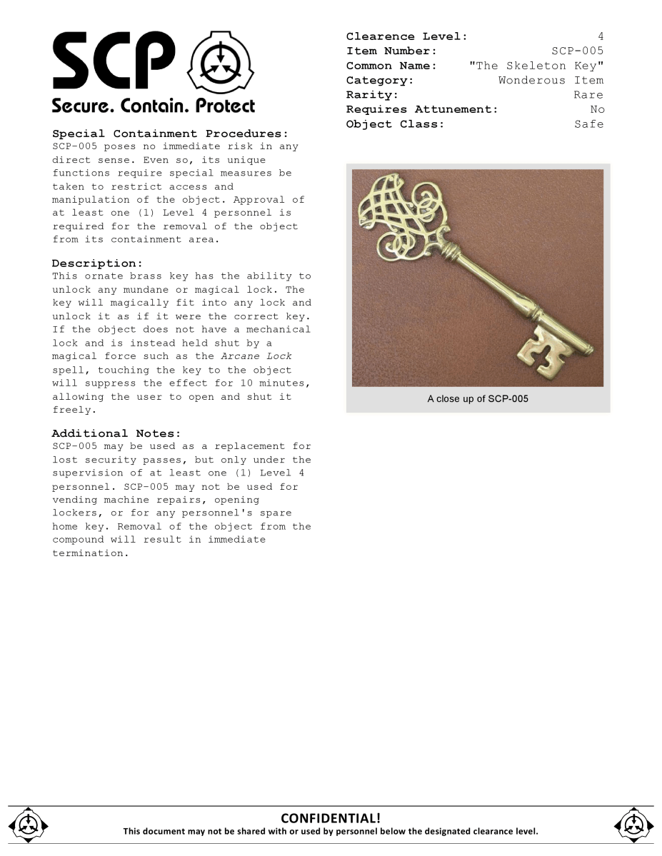 SCP Items: Batch I – The Foundry