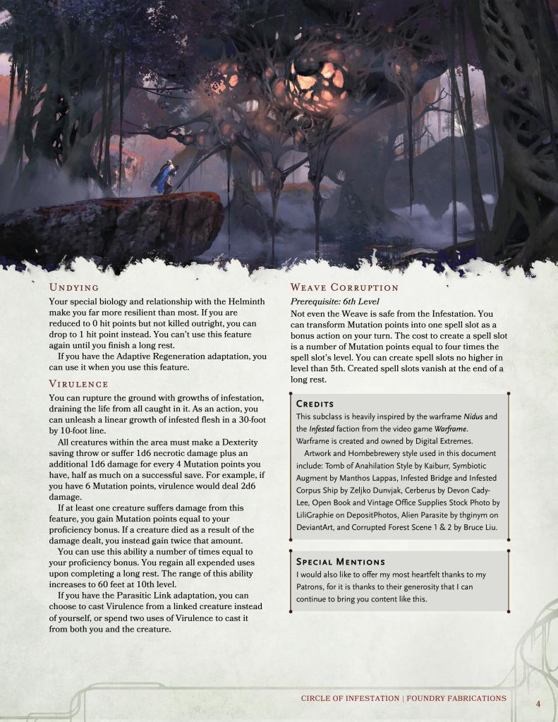 Druid Circle: Circle of Infestation – The Foundry